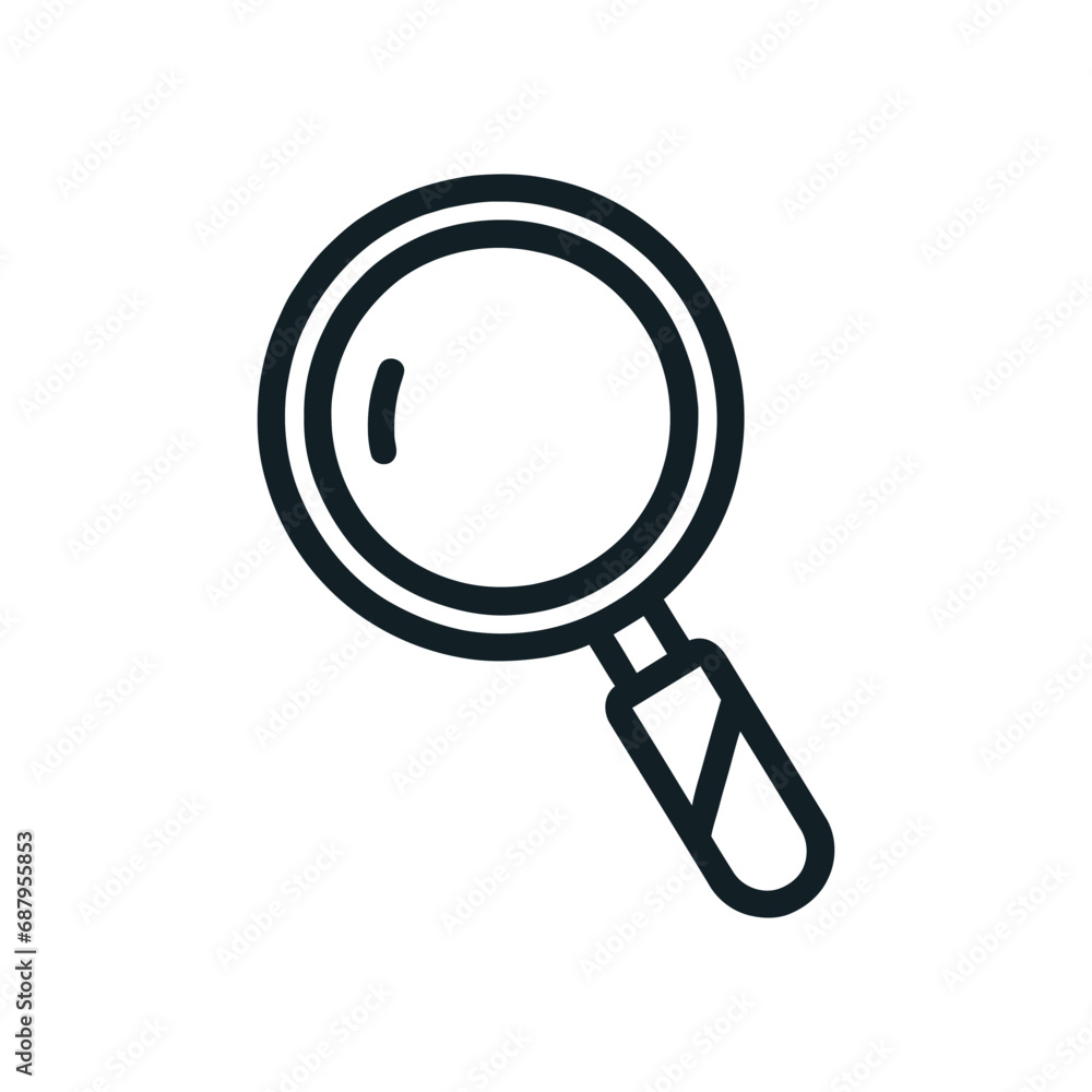 Magnifier lens icon in flat linear style isolated. Vector illustration ...