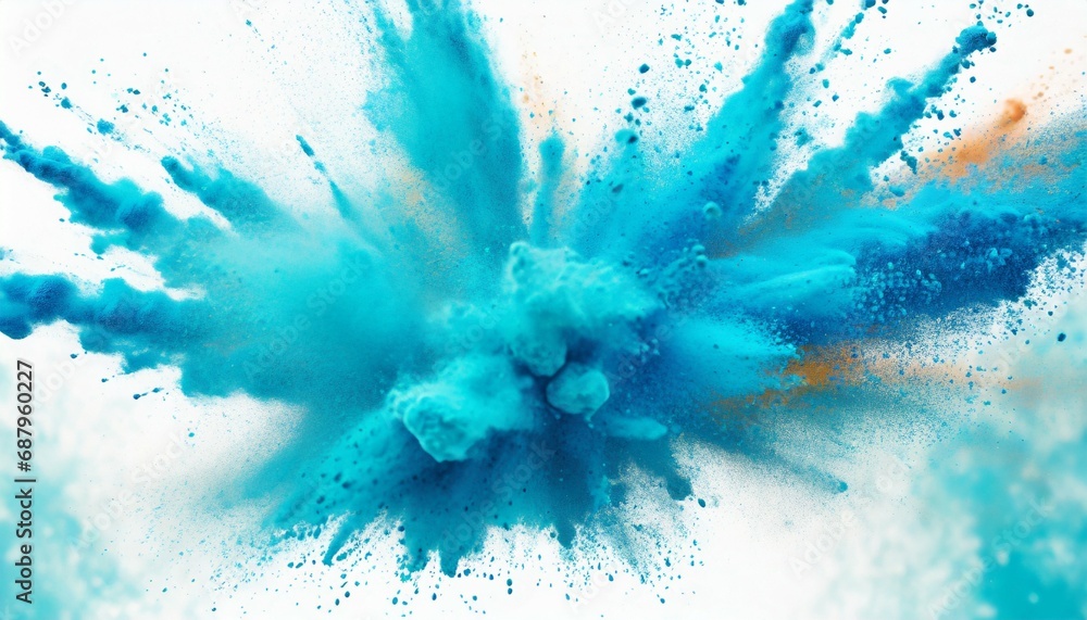 bright cyan blue holi paint color powder festival explosion burst white ...
