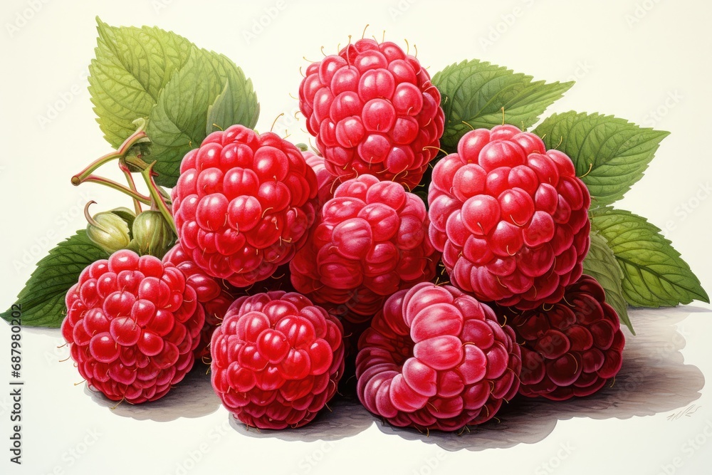 hand drawn watercolor raspberries isolated on white. AI Generated Stock ...