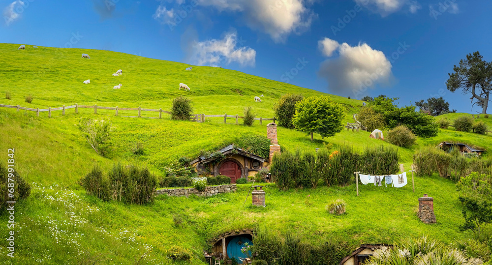 MATAMATA- NEW ZEALAND -NOVEMBER -2- 2022: Hobbiton - movie set created ...