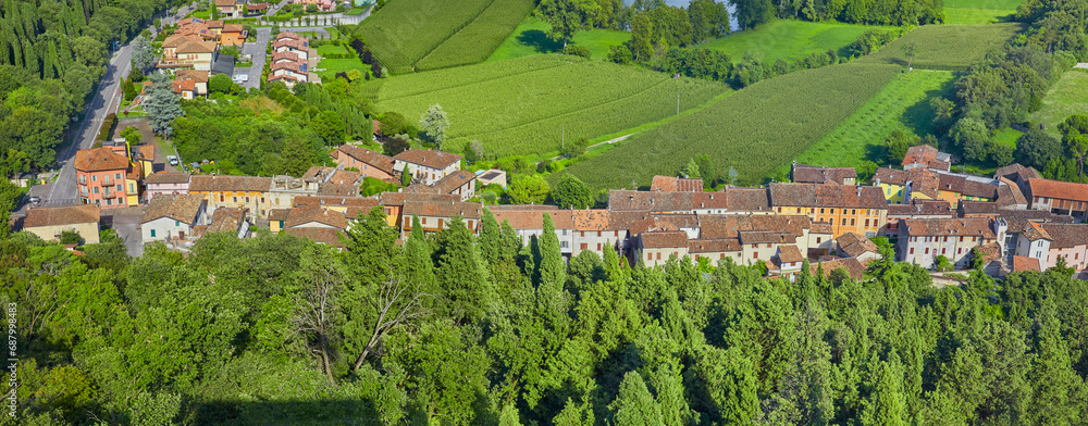 Beautiful panorama of the landscape around Solferino from the La Rocca ...
