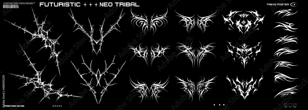 Poster Futuristic Neo Tribal Tattoos: A Modern Take on Ancient Symbols ...