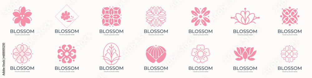 Floral blossom logo and icon set. Abstract beauty flower logo design ...