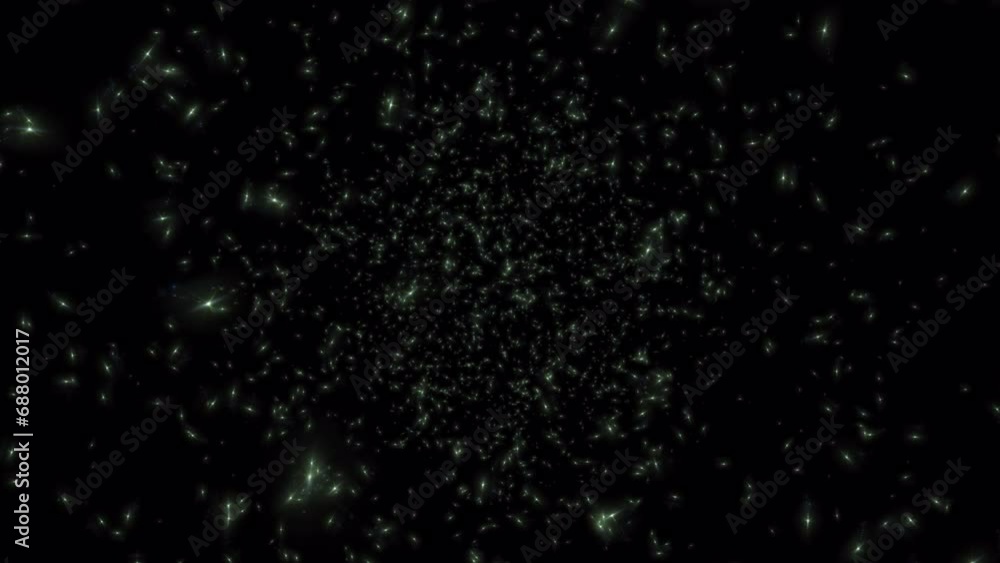 Loop glow green flickering stars particles falling down animation on ...