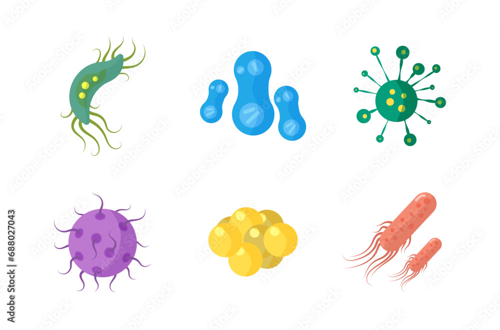 Vetor de Bacteria and germs colorful set, micro-organisms disease ... Vetor de Bacteria and germs colorful set, micro-organisms disease ...