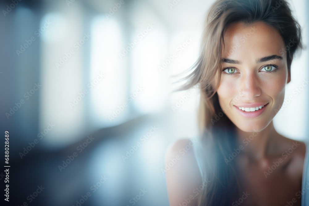 jeune femme de type nordique cheveux raide aux yeux clairs, arrière ...