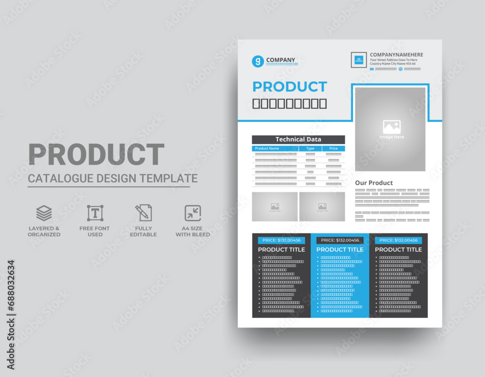 Technical Data Sheet Template Price Table Flyer Design Stock Vector ...