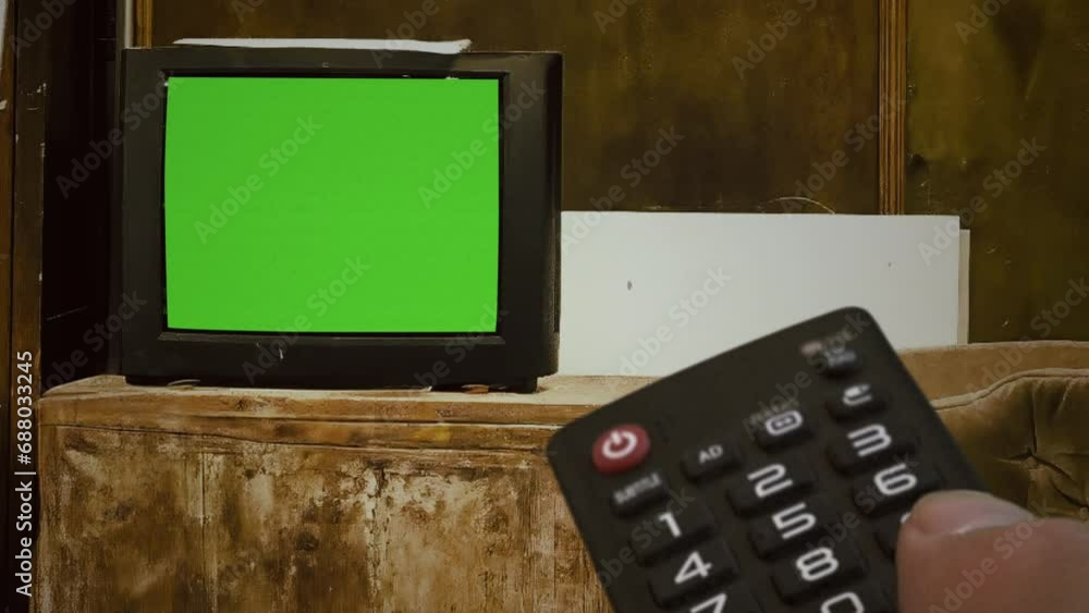 Surfing Channels TV Green Screen Remote Control Vintage Television Zoom ...