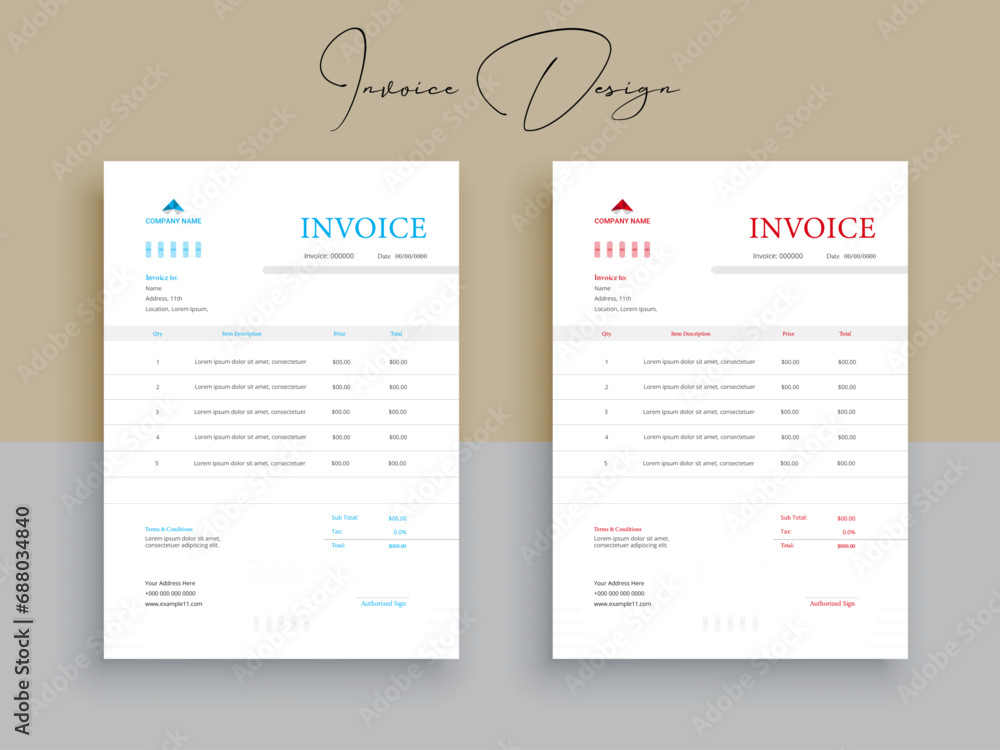 Invoice Design. Business invoice form template. Invoicing quotes, money ...