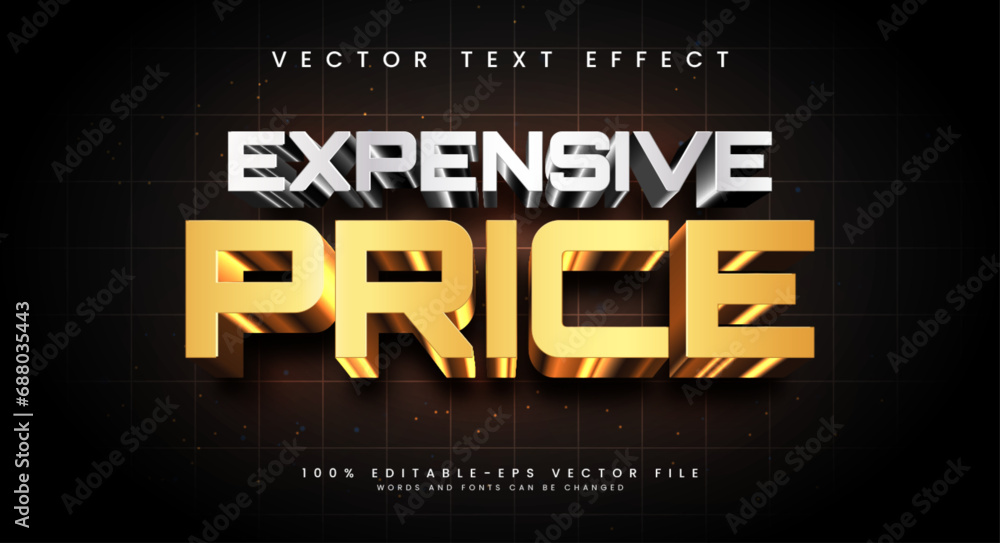 Expensive price golden editable text style effect. Vector text effect with a luxurious gold ...