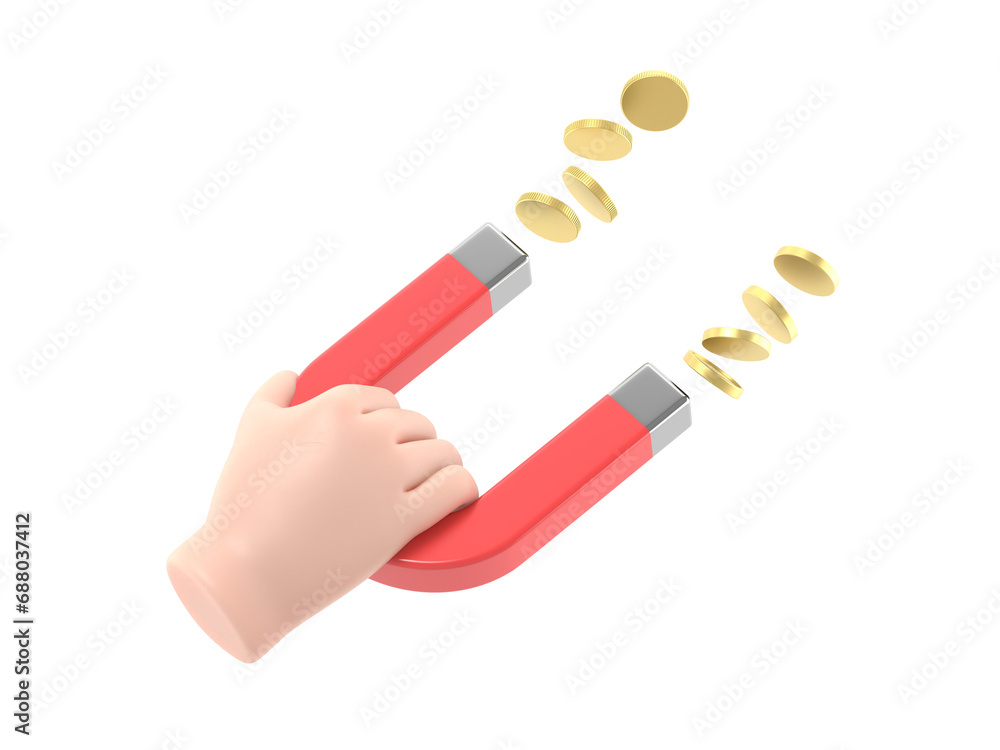 Businessman holding magnet with coins. Concept of attraction coins ...