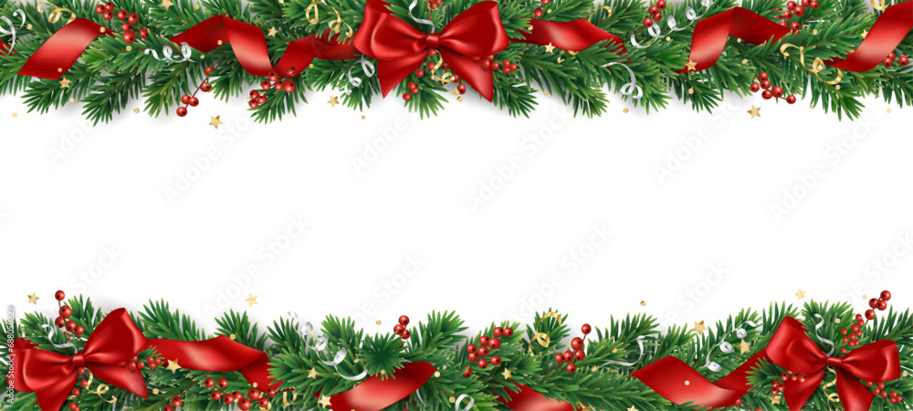 Christmas tree garland on transparent background, vector illustration ...