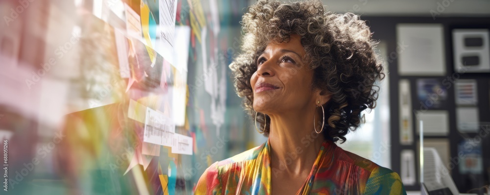 old senior manager businesswoman ideas brainstorm brief checking paper ...