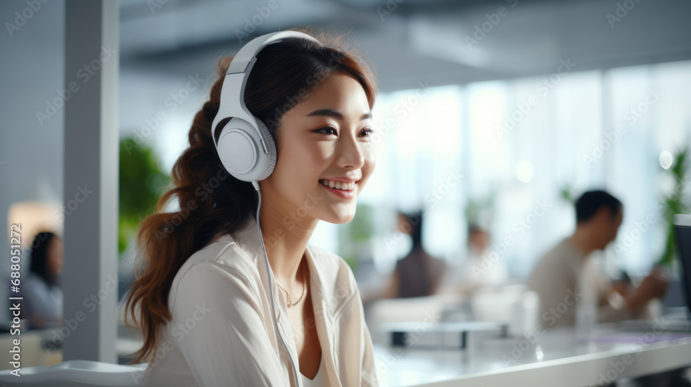 attractive smart asian business woman working in coporate office wear ...