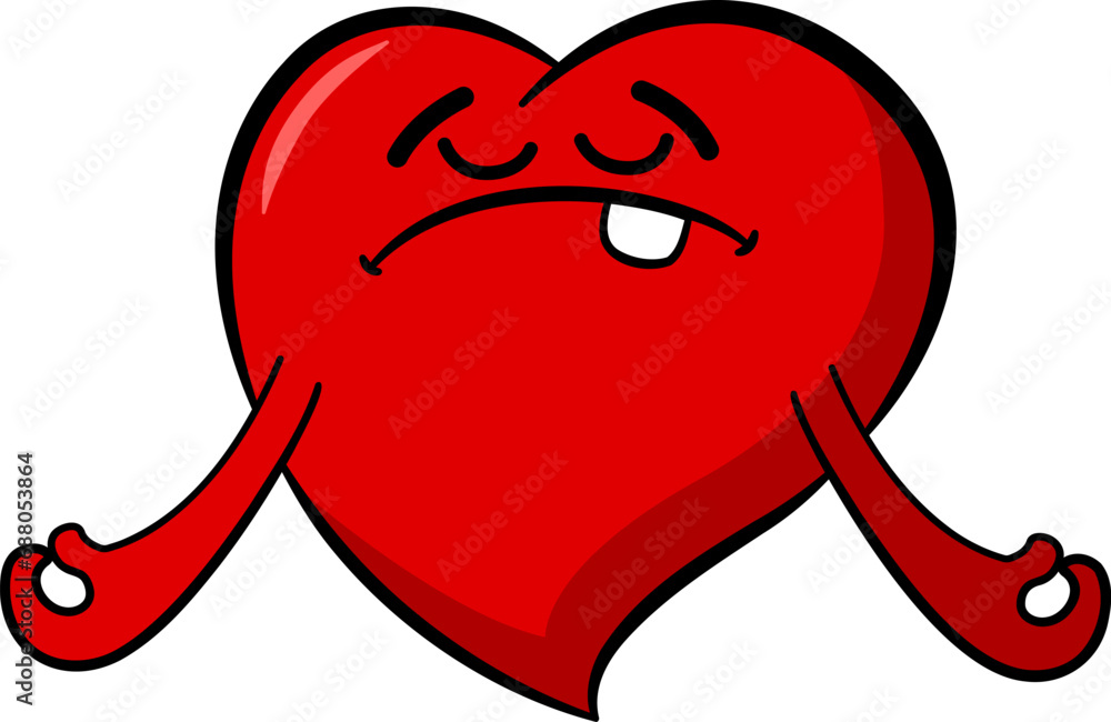 Cartoon Heart in Yoga Pose. Face Emotion. Vector Illustration of Funny ...