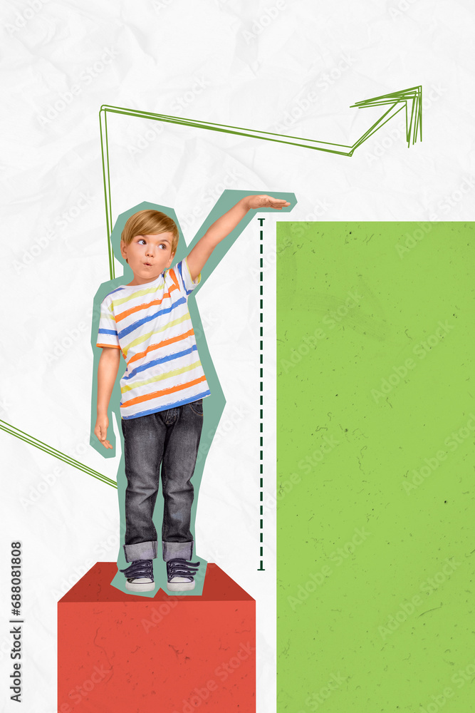 Vertical image collage idea growth height diagram of little boy ...