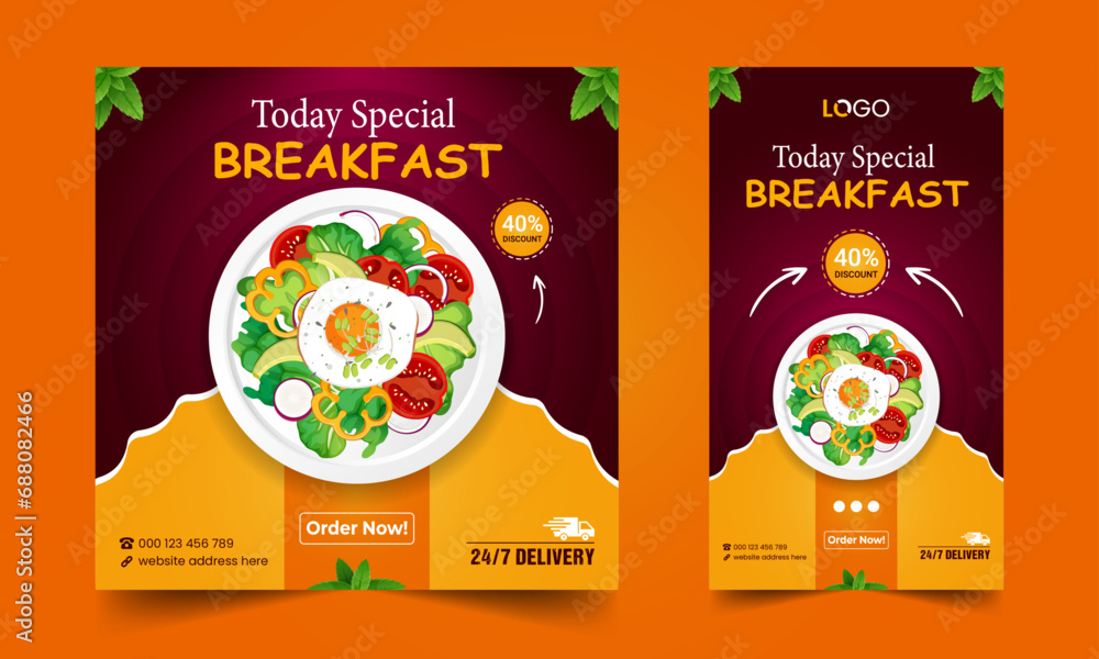 Today's special breakfast social media post & instagram story design ...