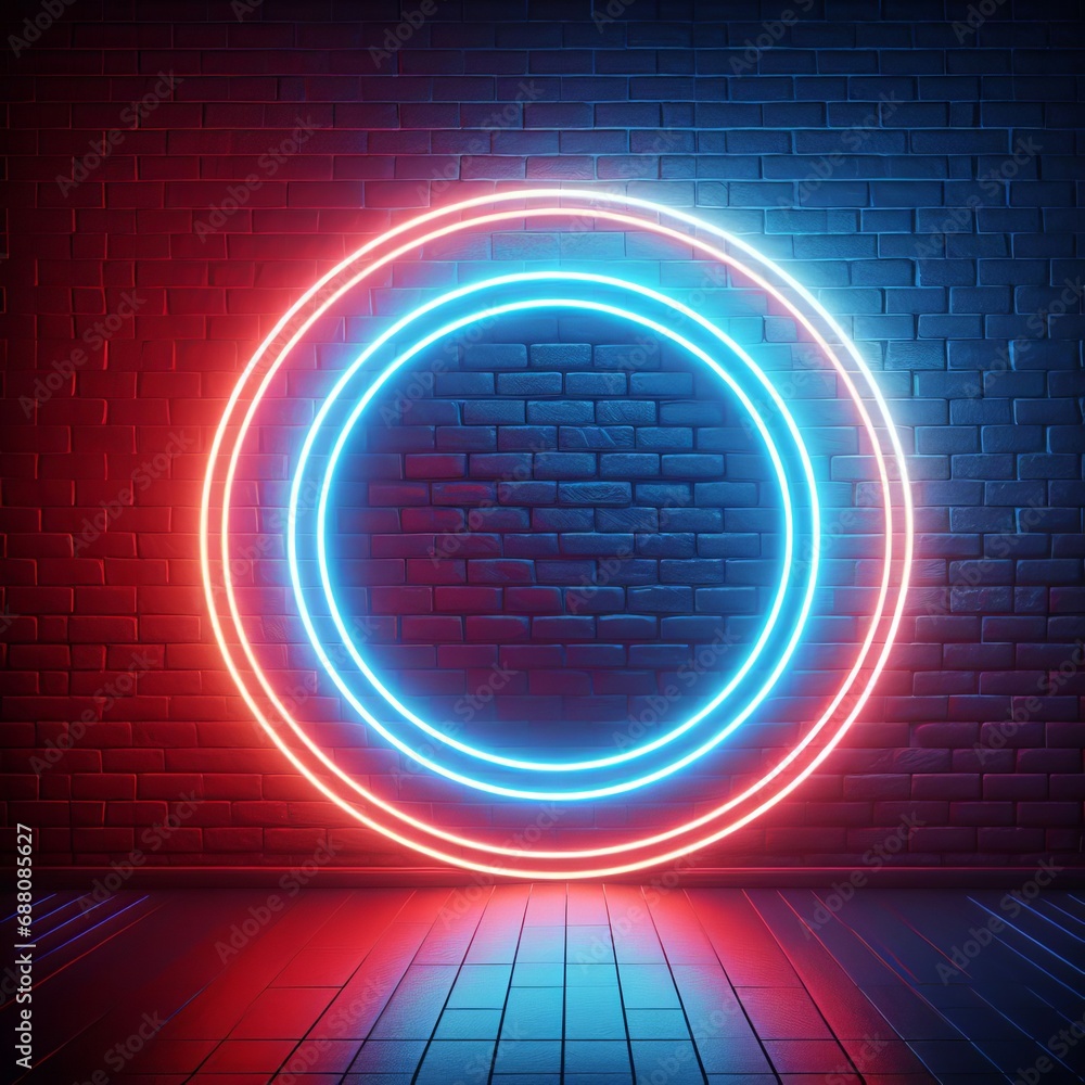 Neon light on brick walls that are not plastered background and texture ...