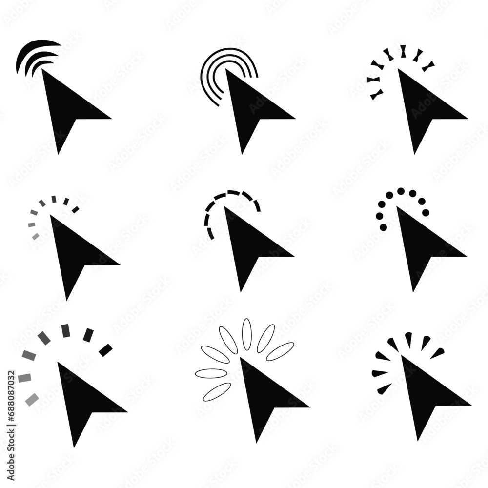 Click icon set. pointer arrow icon. cursor icon vector, Pointer click ... Click icon set. pointer arrow icon. cursor icon vector, Pointer click ...