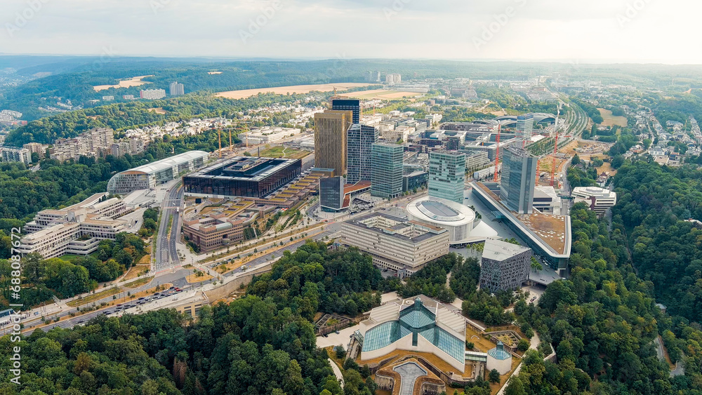 Luxembourg City, Luxembourg. View of the Kirchberg area with modern ...