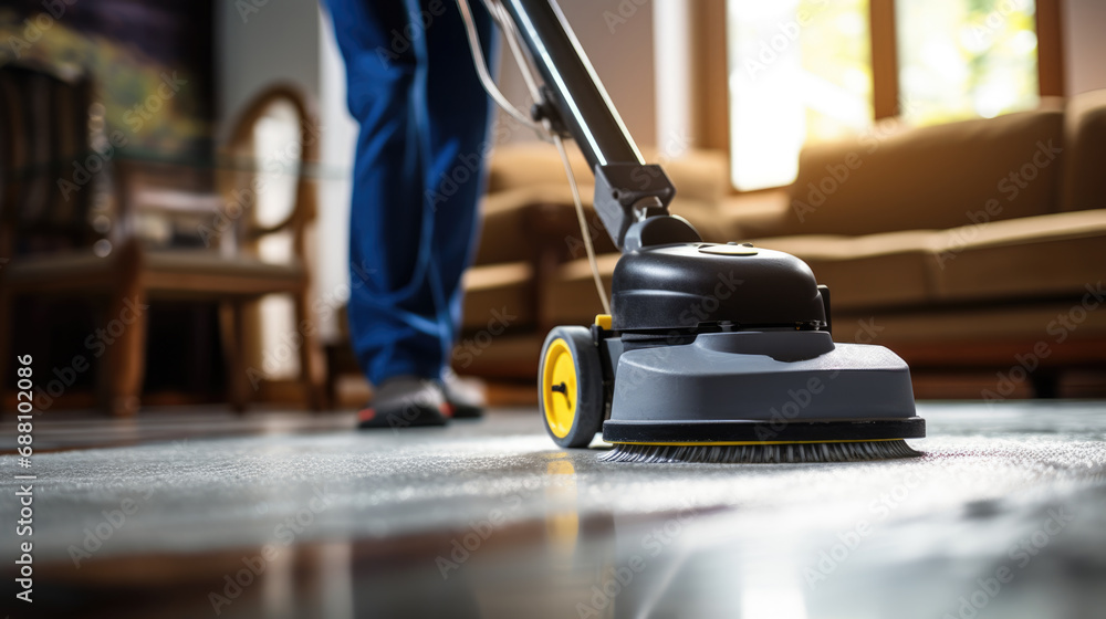 Person vacuuming the carpet at home with a modern vacuum cleaner Stock ...