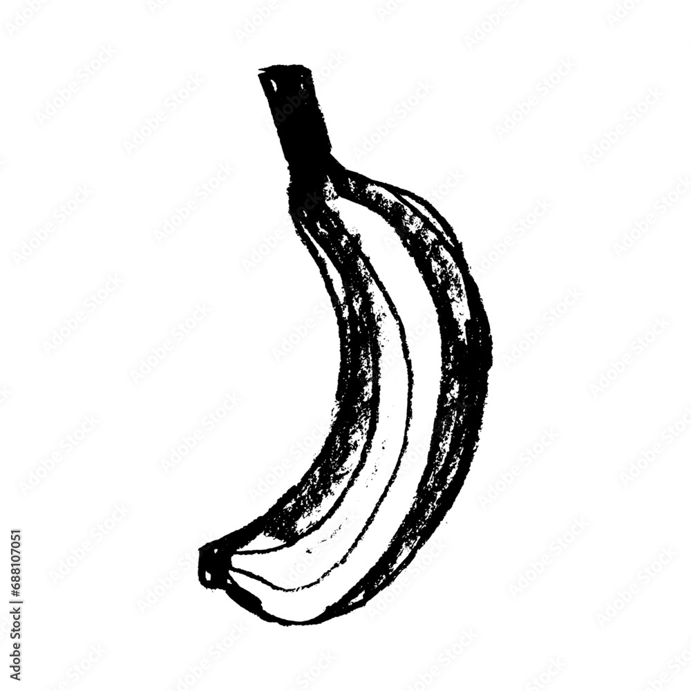 Banana vector illustration with hand-drawn crayon texture. Banana ...