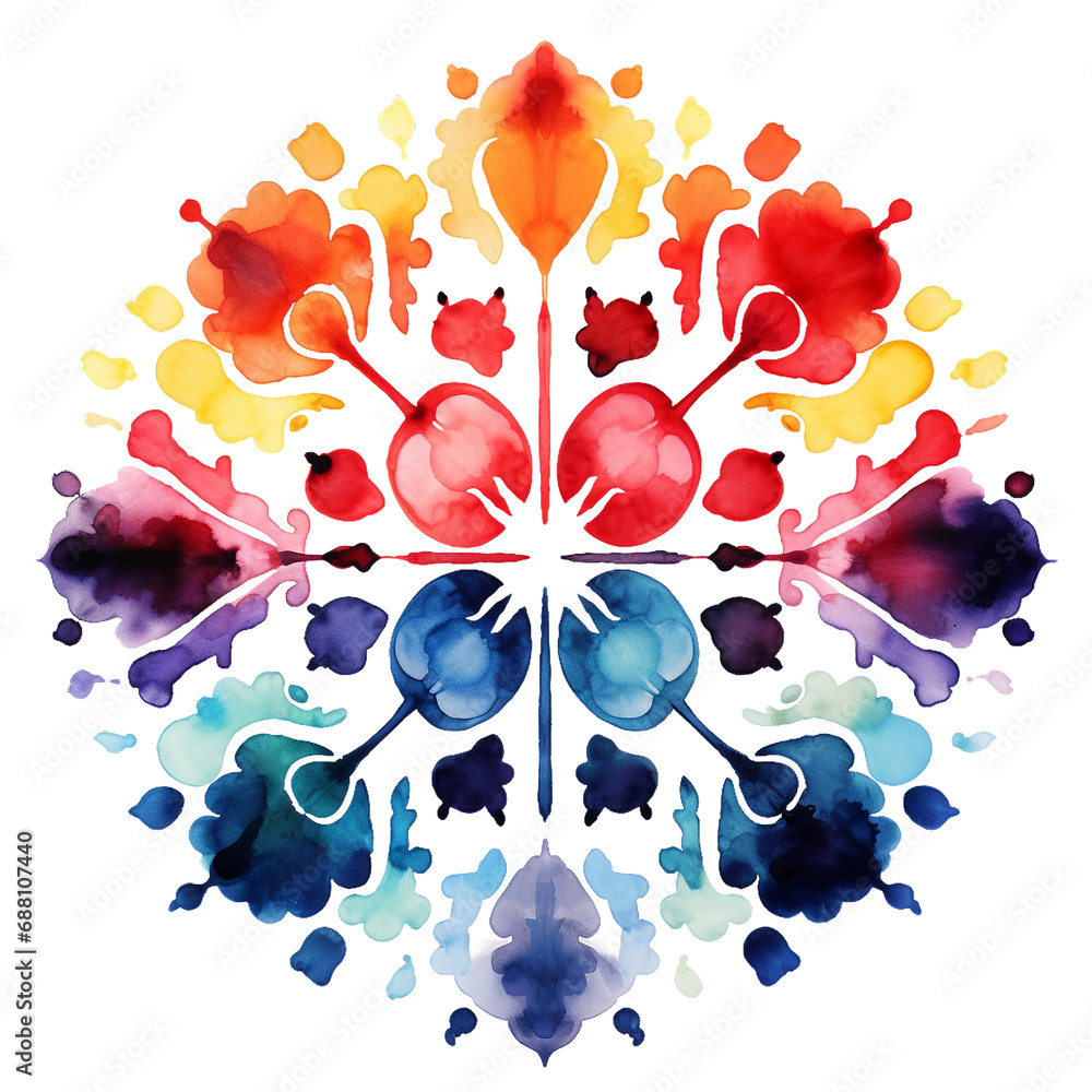 Abstract watercolor Aboriginal pattern in Rorschach ink test ...