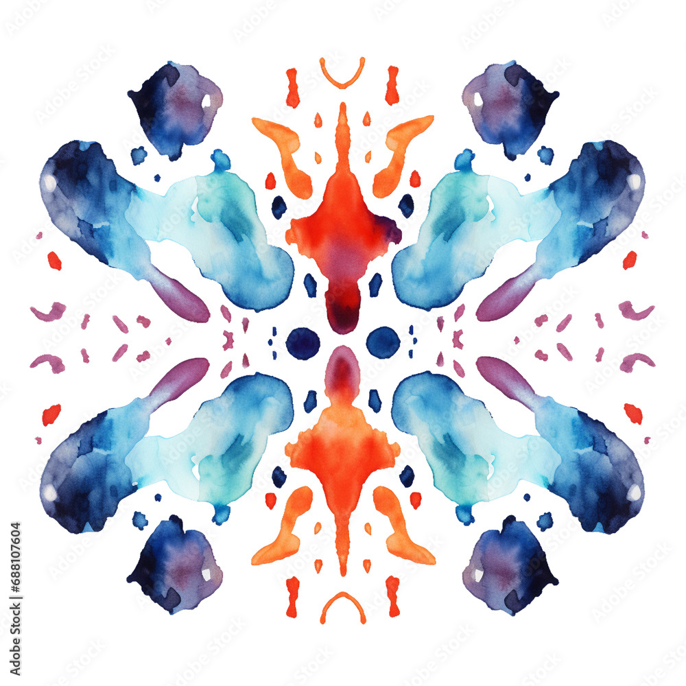 Abstract watercolor Aboriginal pattern in Rorschach ink test ...