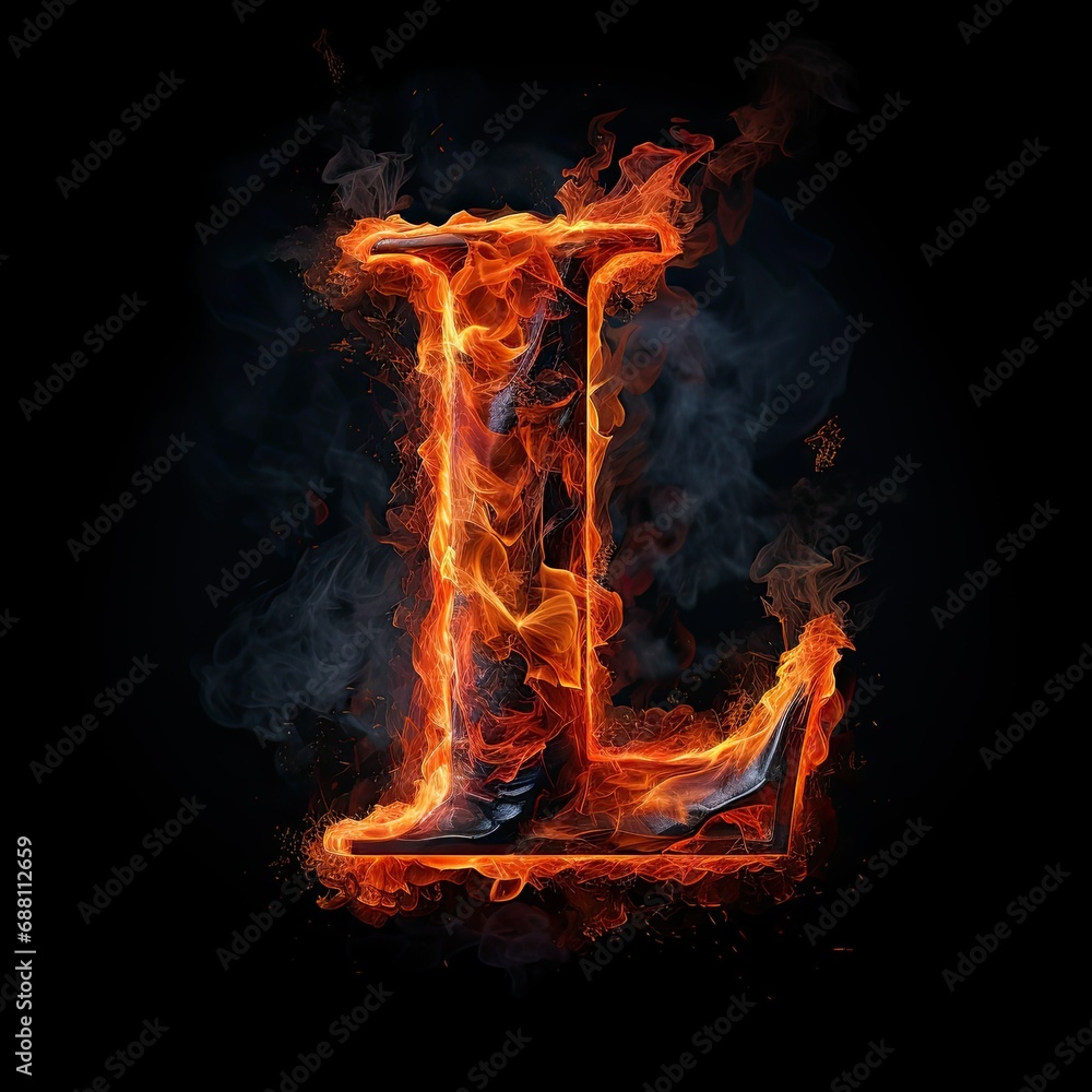 Lava letter A. Fiery stone alphabet font. Burning stone with orange ...