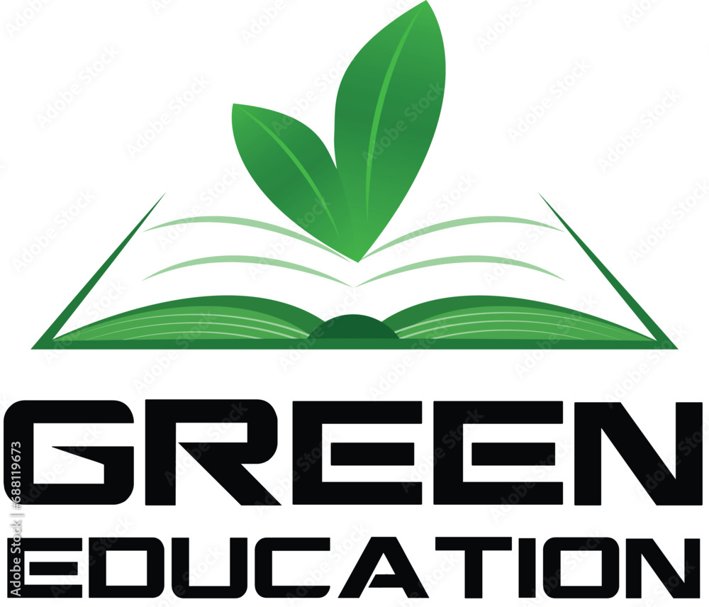 book with leaf icon, Modern Education Logo - Green Education Symbol ...
