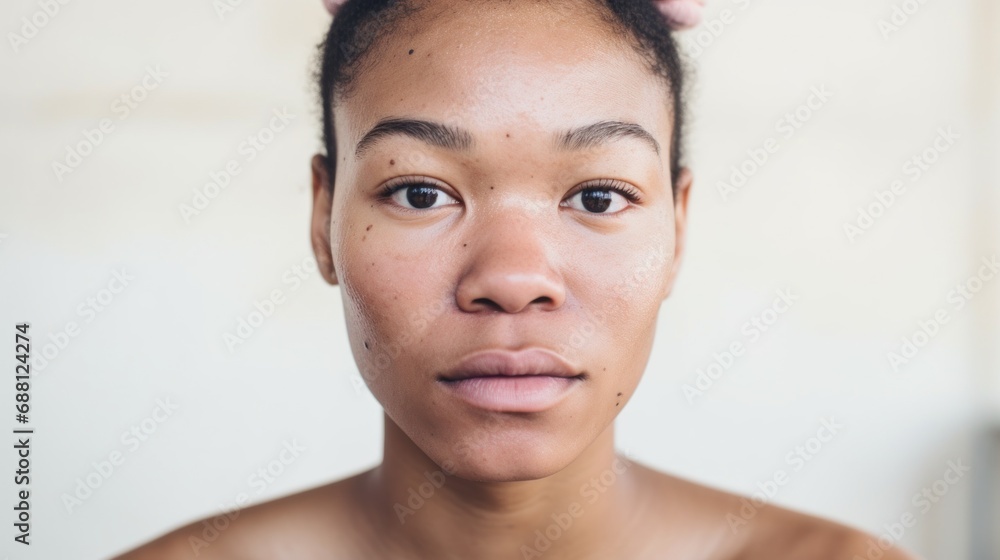 Genuine beauty shines through as a woman with mixed skin tones poses ...