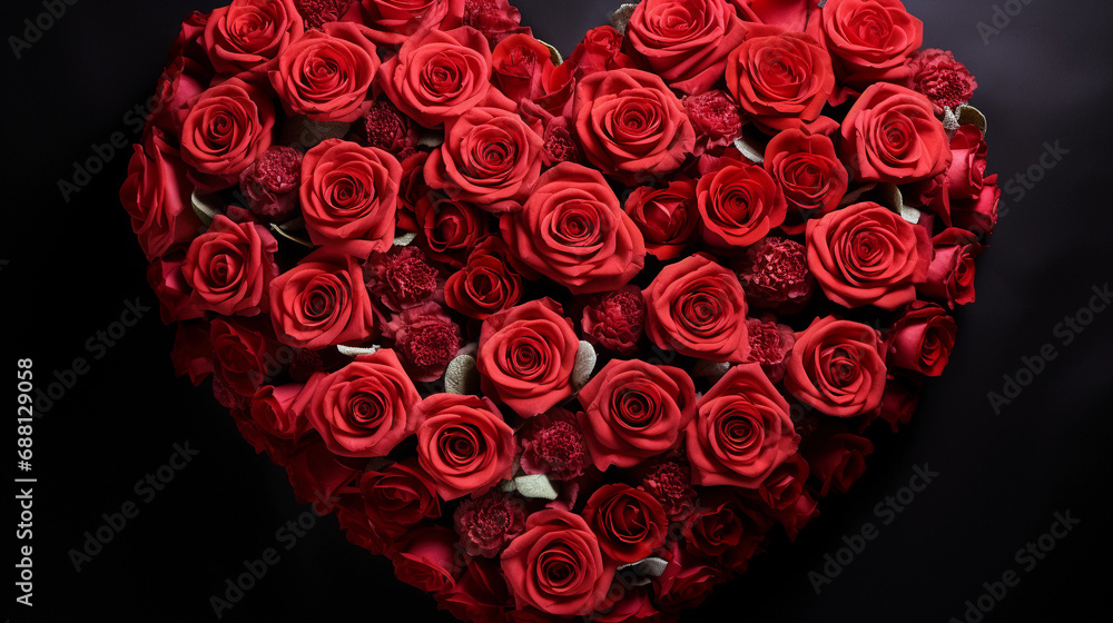 Single-colored Roses in a Heart Formation Capturing a Moment of ...