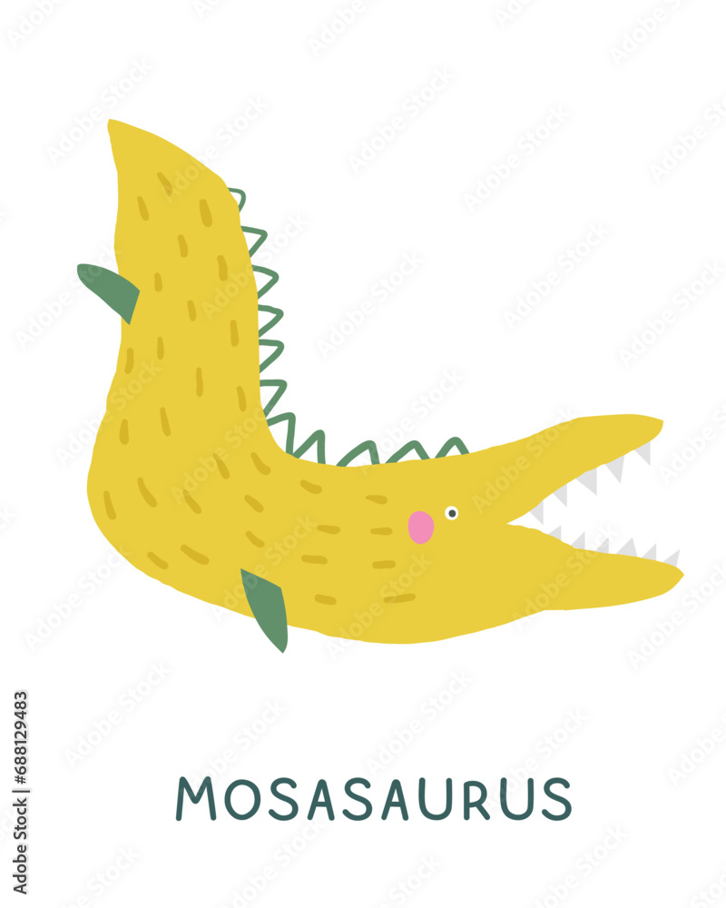 Jurassic period mosasaurus dinosaur flashcard. Learning English words ...