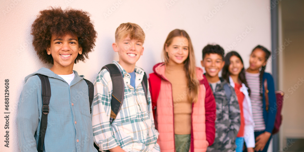 Portrait Showing Class Of Secondary Or High School Pupils Standing ...