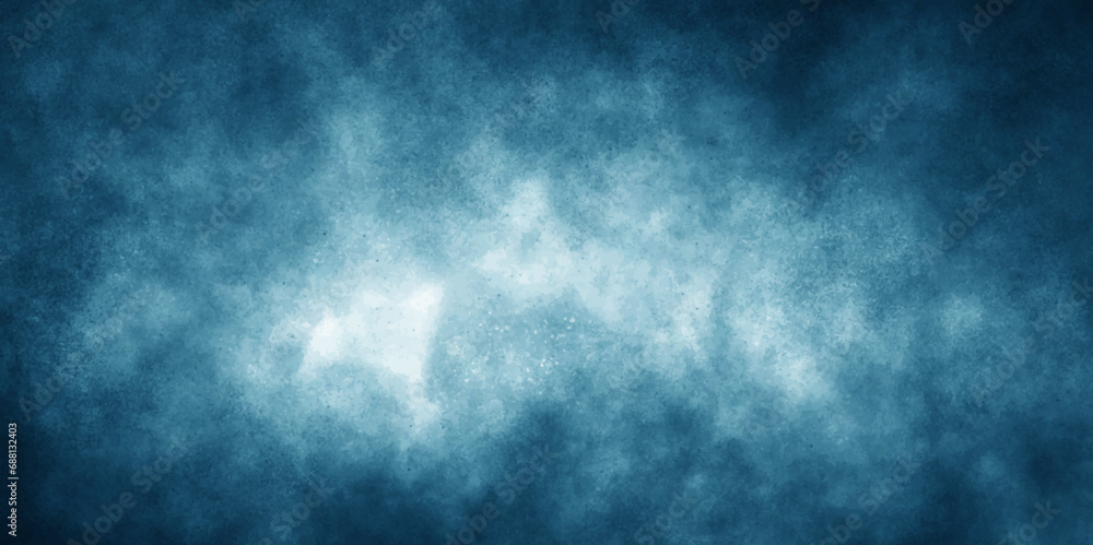 Blue color dust particles explosion cloud on black background. grunge ...
