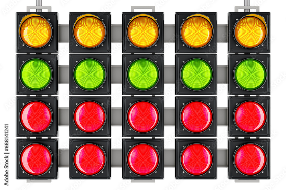 Start line racing starting lights system. 3D rendering isolated on ...