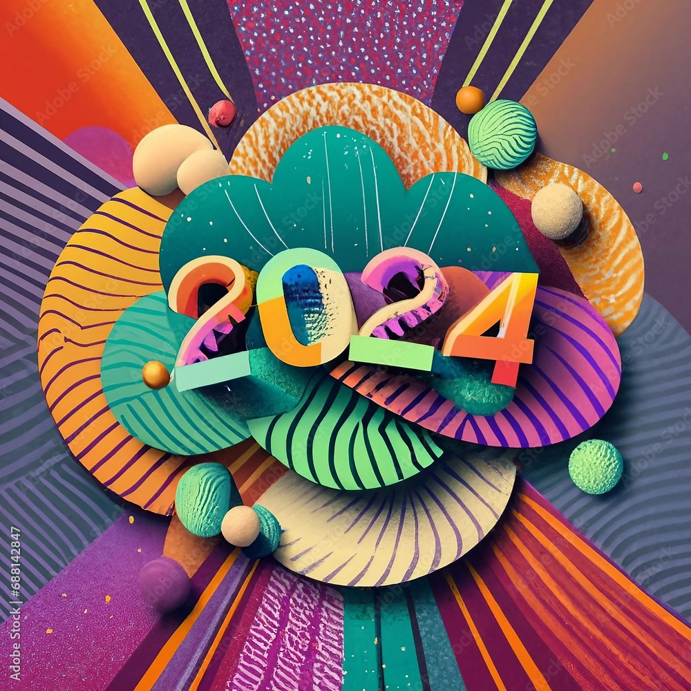 Free vector visually appealing 2024 New Year's background with halftone ...