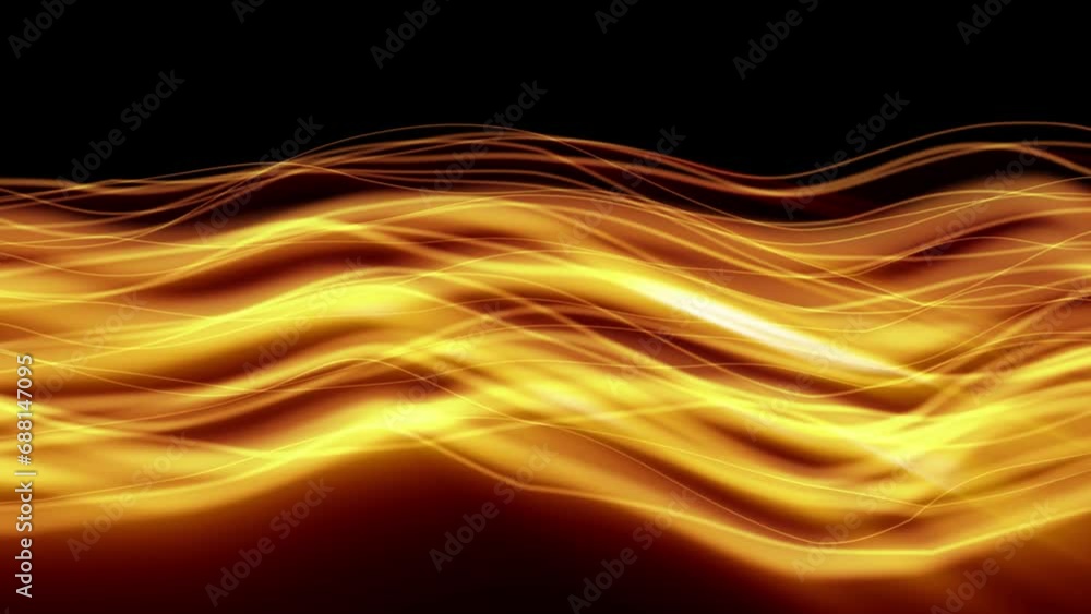 Energy abstract golden yellow lines from dots and waves from magical ...