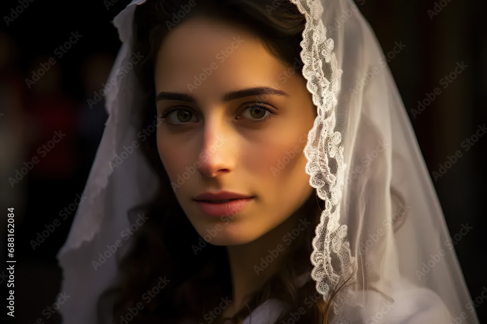 Graceful Devotion Portrait of a Young Beautiful Woman Participating in ...