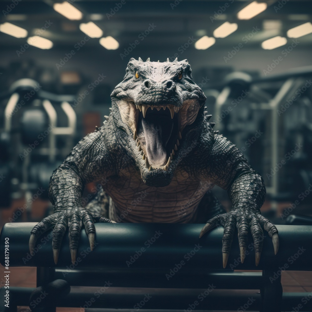 Strong and Dangerous Crocodile Builds Muscle and Strength Stock Photo ...