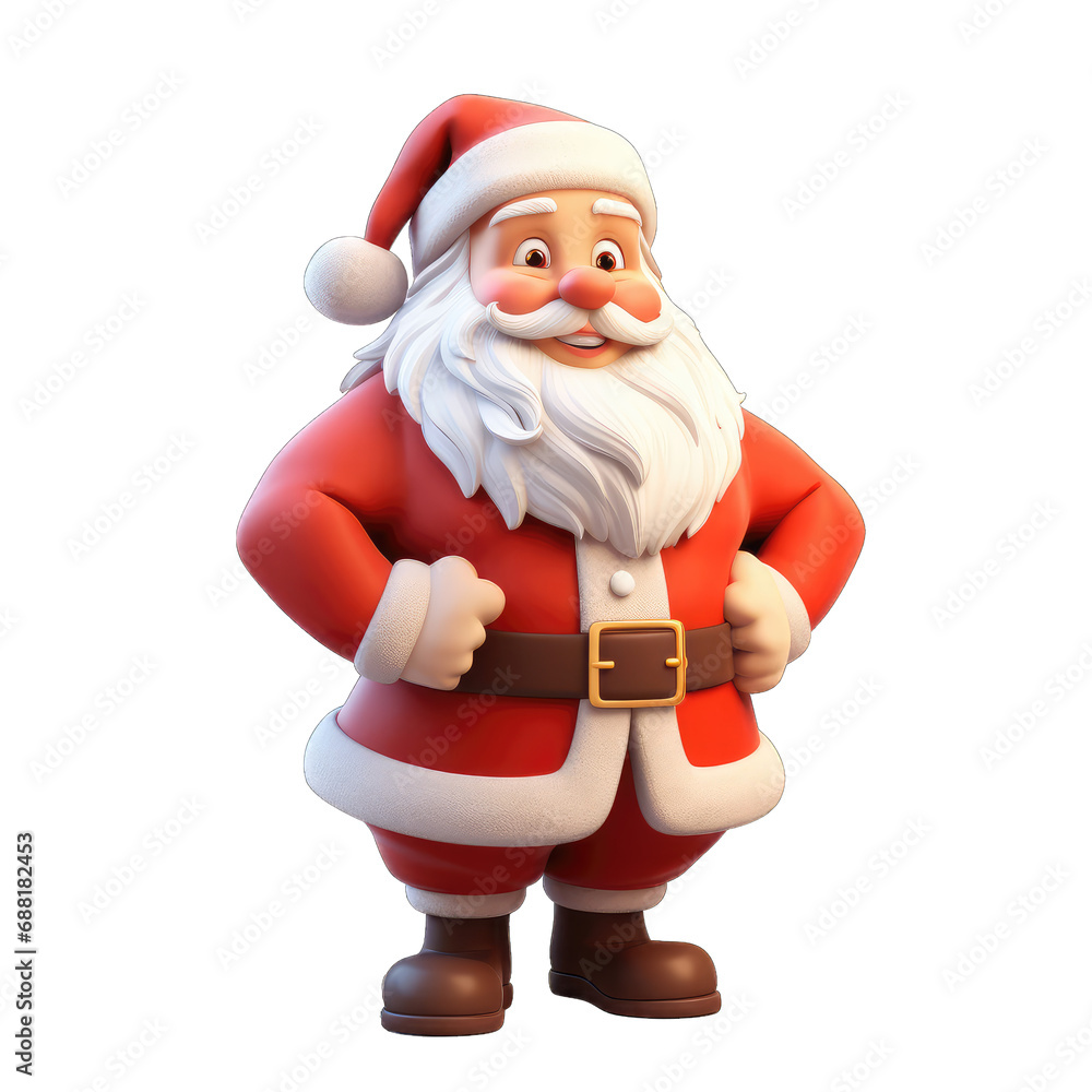 Santa Claus 3d model isolated on transparent and white background. PNG ...