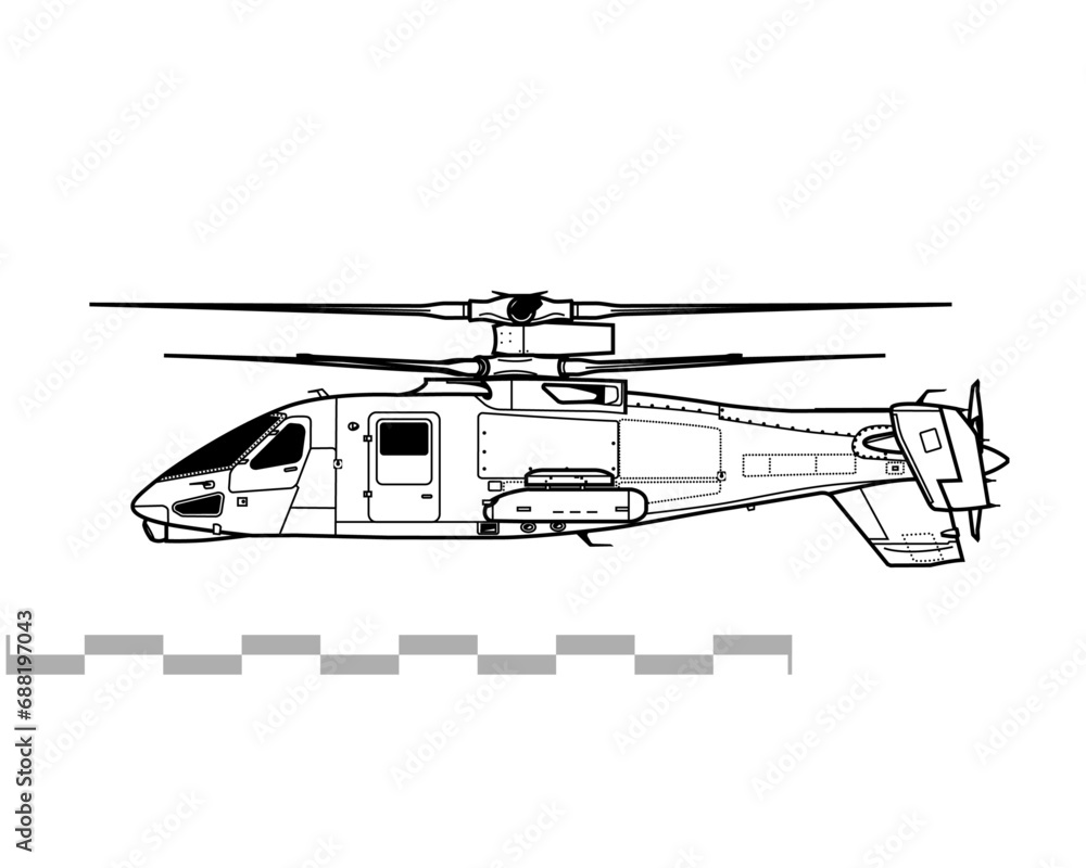Sikorsky S-97 Raider. Vector image of high-speed helicopter prototype ...