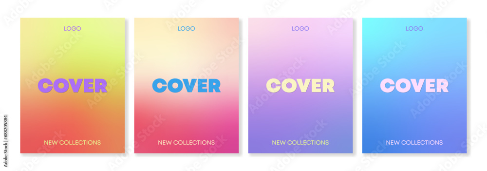 Set of 4 vector cover templates with colorful gradient backgrounds. For ...