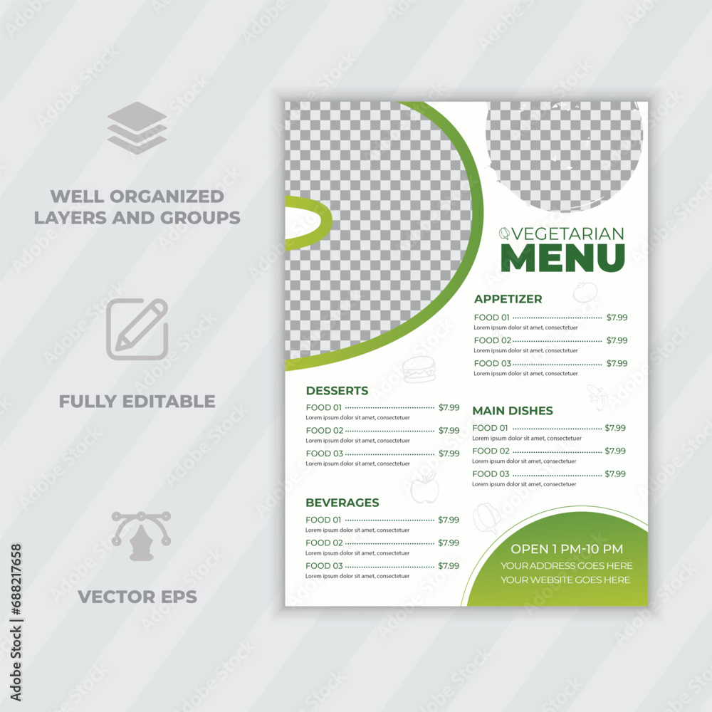 Beautiful food menu design template Food menu Burgers restaurant menu ...