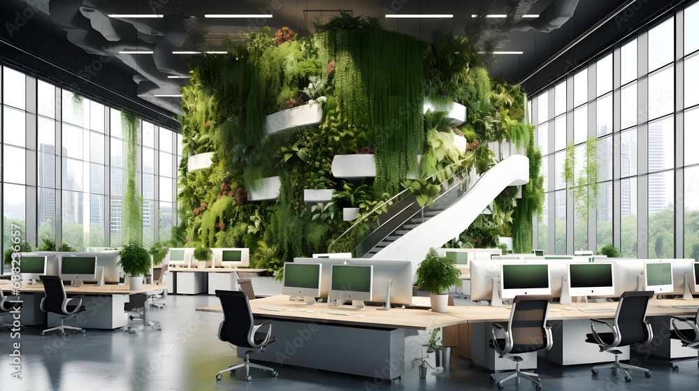 an advanced scene showcasing AI-Powered Personalized Work Environments ...