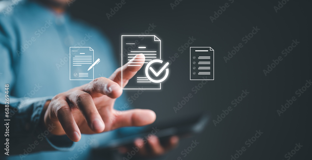 The check mark symbol represents the standard quality control, ISO ...