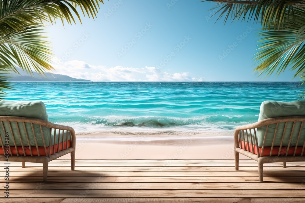 landscape beach summer space free desk sea palm tropical ocean sky ...
