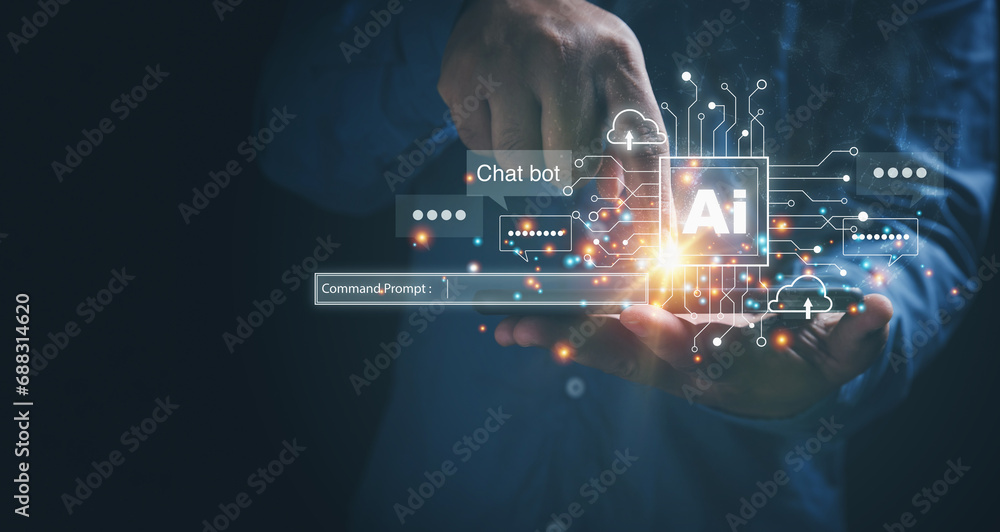 Businessman Using A Smartphone Generated Command By Artificial Intelligence Ai Innovation Smart
