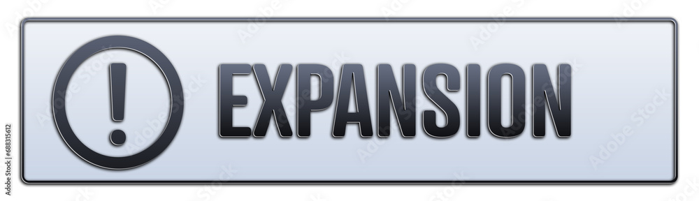 Expansion symbol. A grey banner with word Expansion. Isolated on white ...