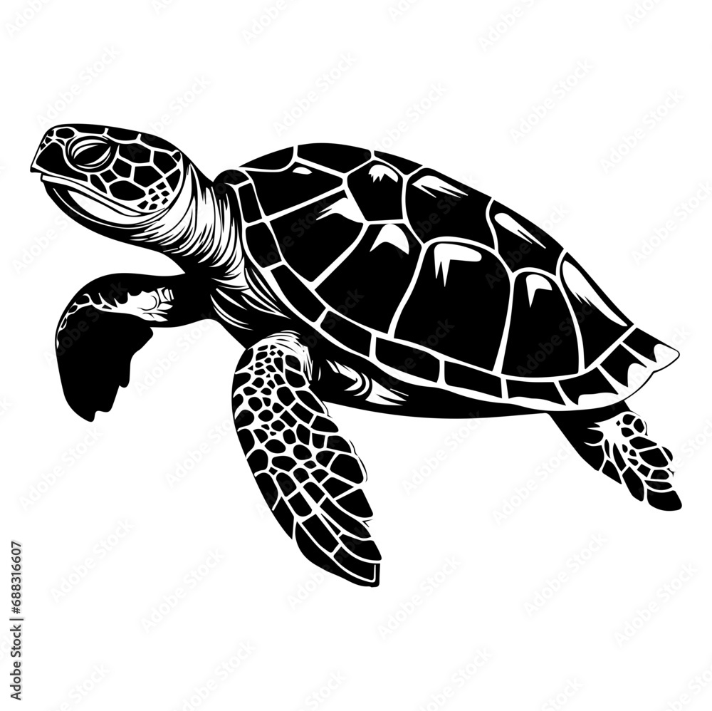 Turtle marine animal icon. Sea turtle silhouette. vector illustration ...